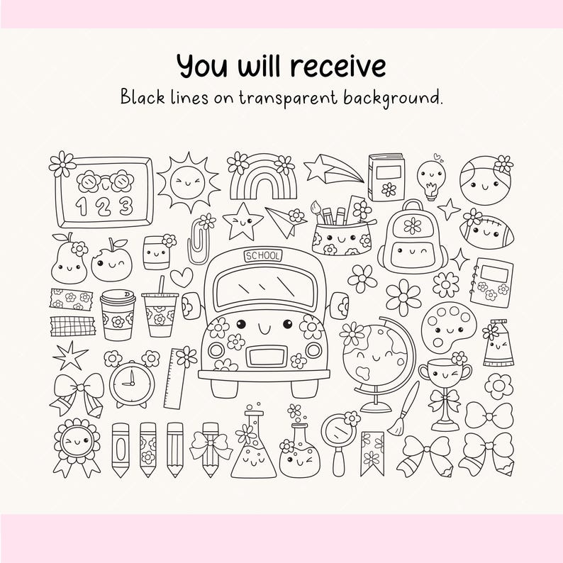 School Flower Digital Stamp Doodle Back to School Stamp Positive Vibe ...