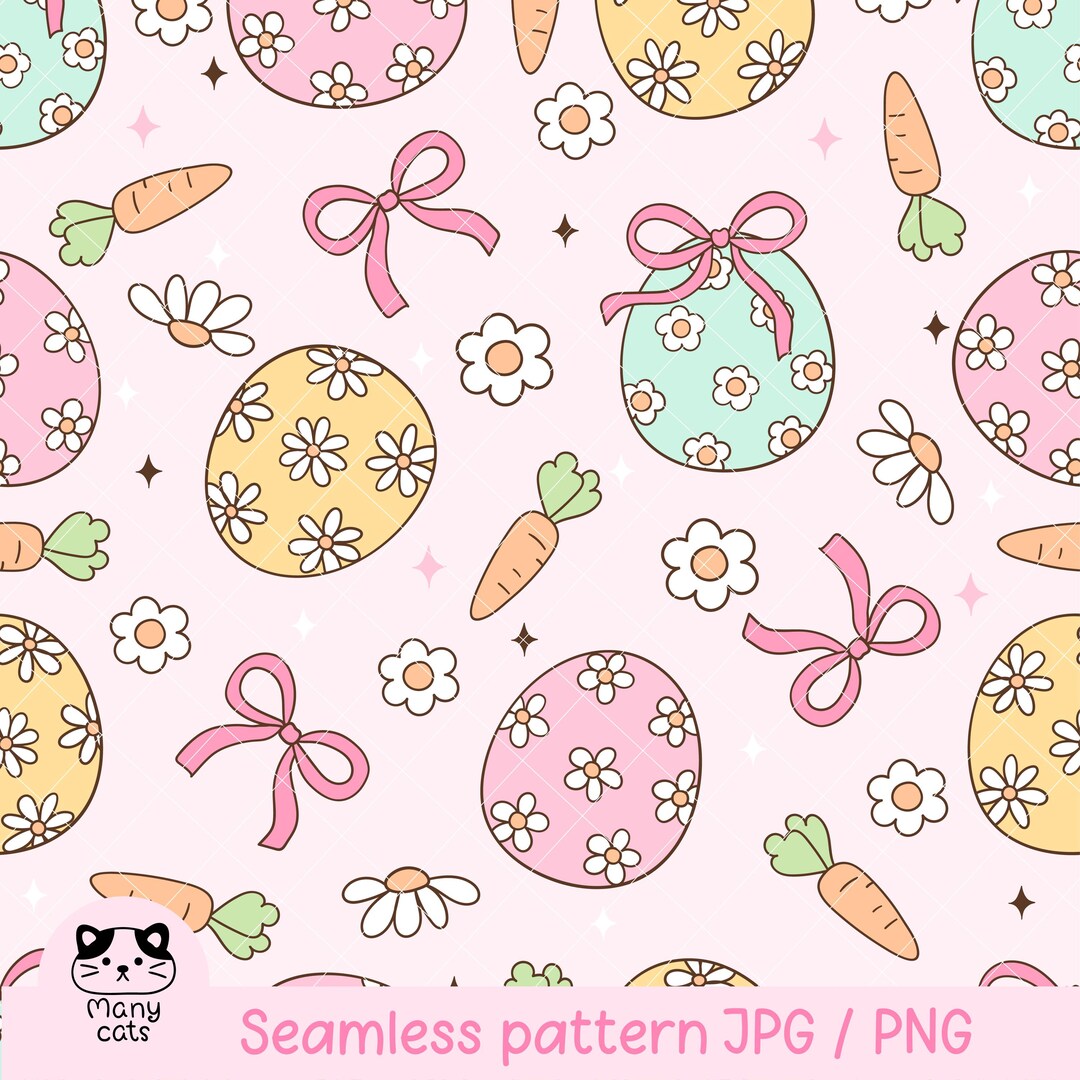 Coquette Easter Seamless Pattern Spring Pattern Easter Bows Repeating Pattern Girly Sublimation ...