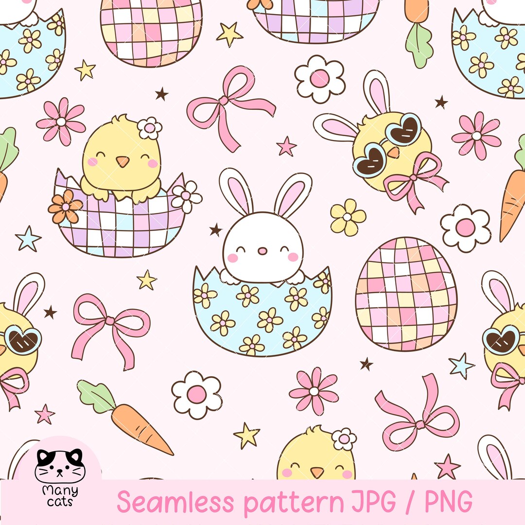 Groovy Easter Seamless Pattern Spring Pattern Pastel Easter Repeating ...