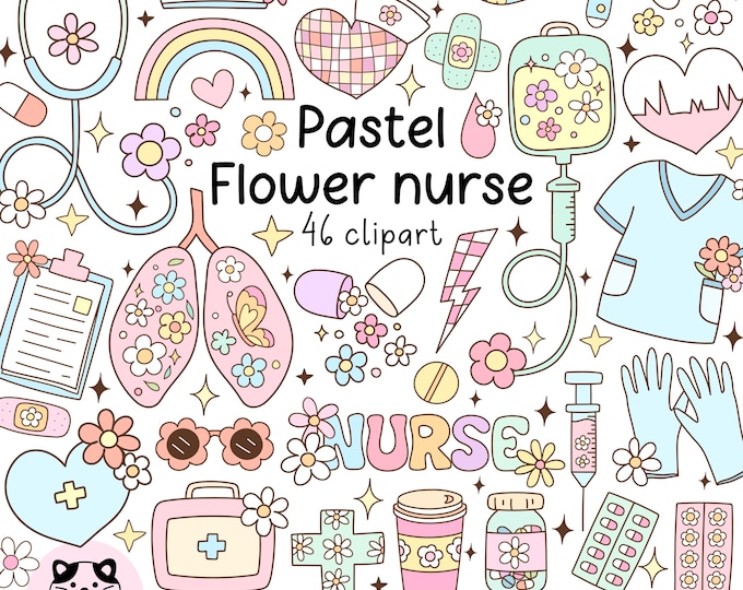 Retro Nurse Life Clipart Pink Nurse Png Medical Clipart Groovy Mental ...