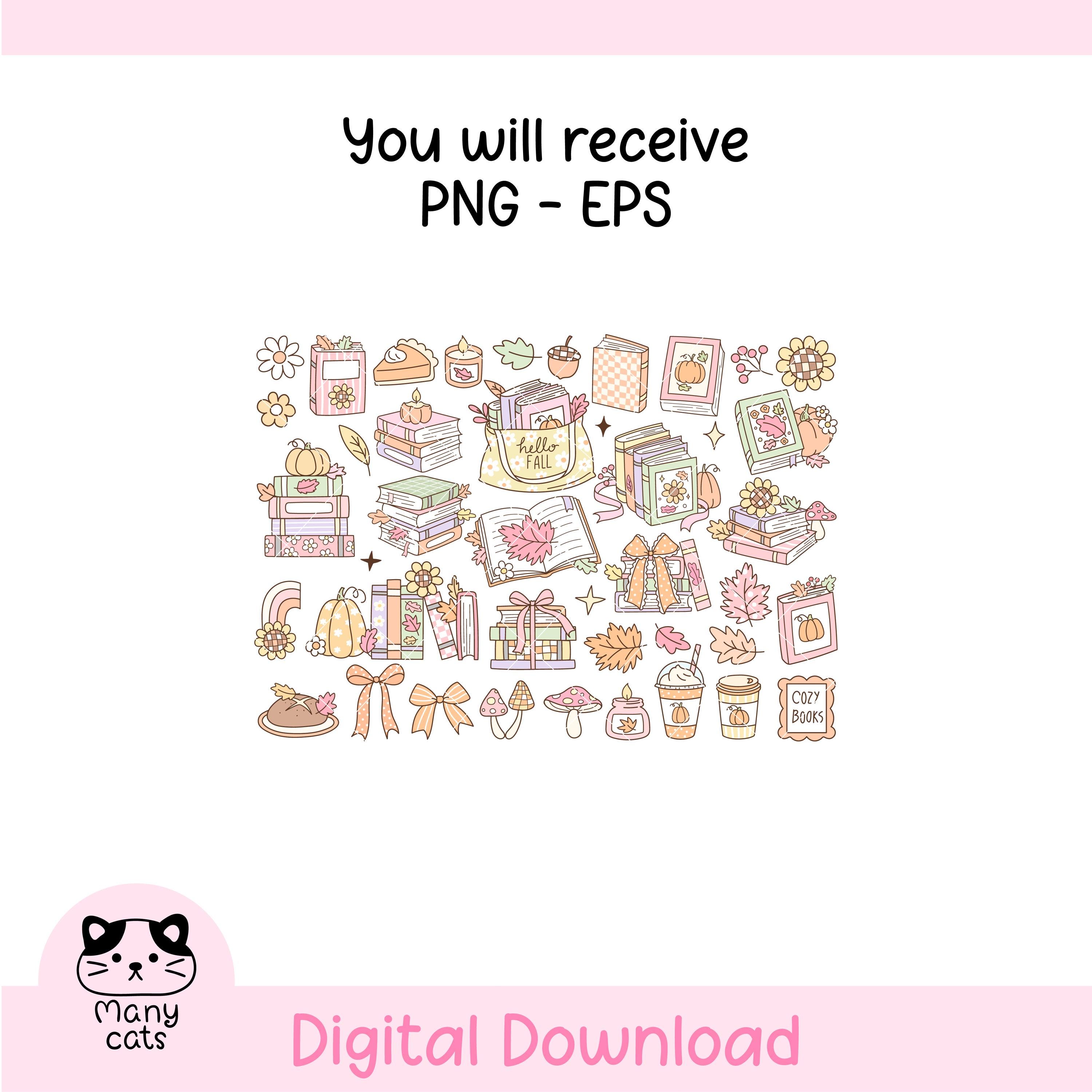 Preppy Fall Bookish Clipart Pastel Autumn Book Png Coquette Fall Png ...