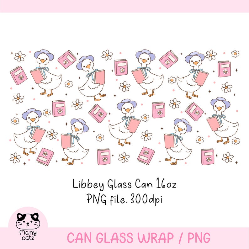 Silly Goose Book Cub 16oz Libbey Glass Can Wrap Png Spring Goose Libbey ...