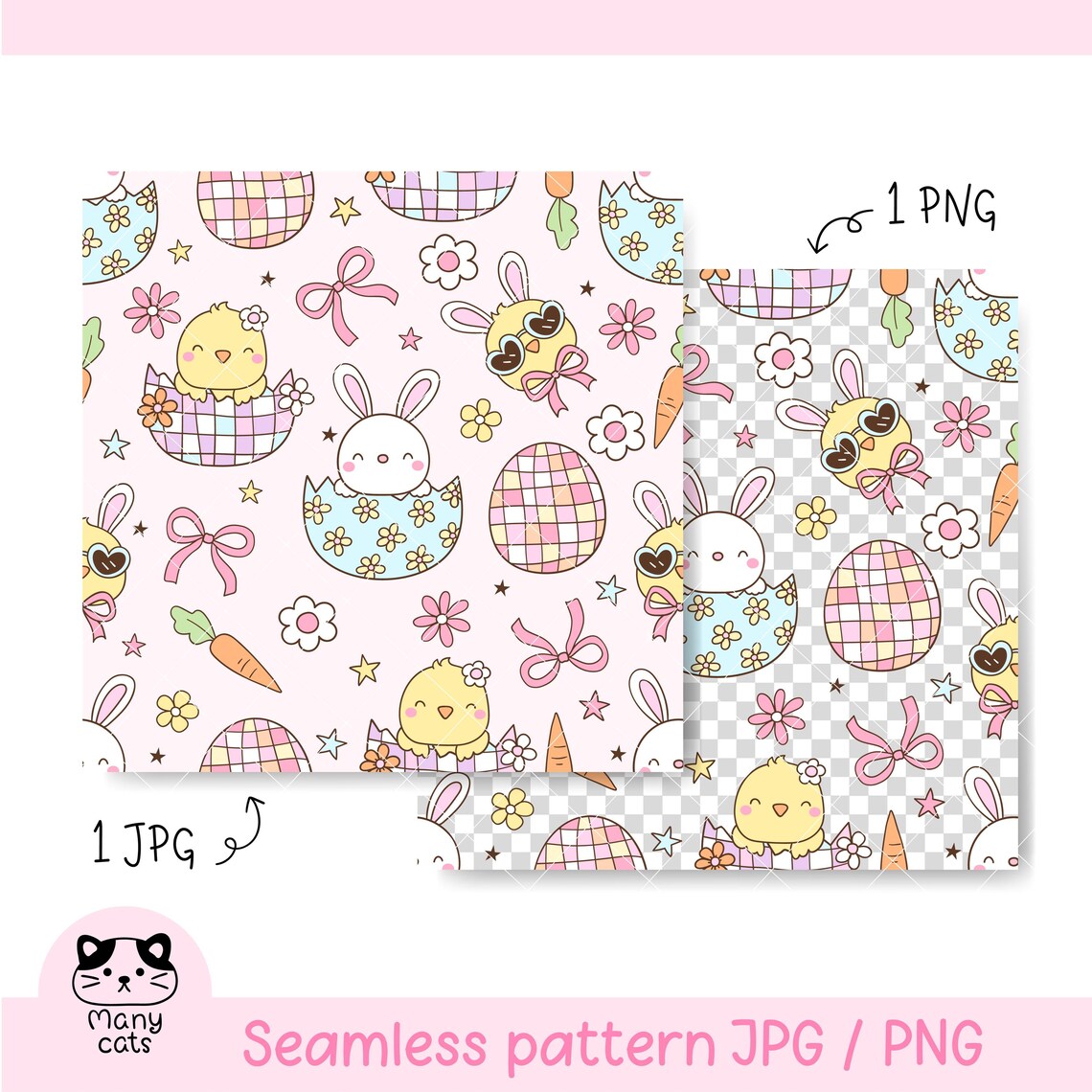 Groovy Easter Seamless Pattern Spring Pattern Pastel Easter Repeating ...