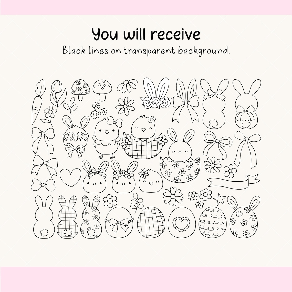 Doodle Groovy Easter Digital Stamp Retro Easter Stamp Spring Coloring ...