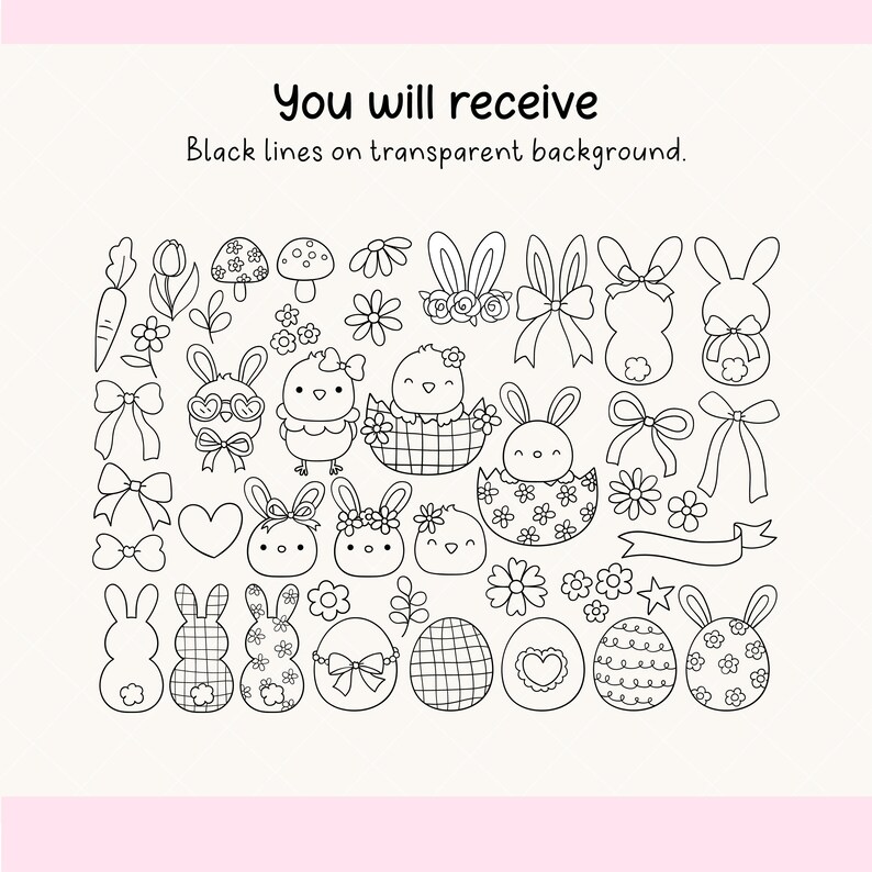Doodle Groovy Easter Digital Stamp Retro Easter Stamp Spring Coloring ...