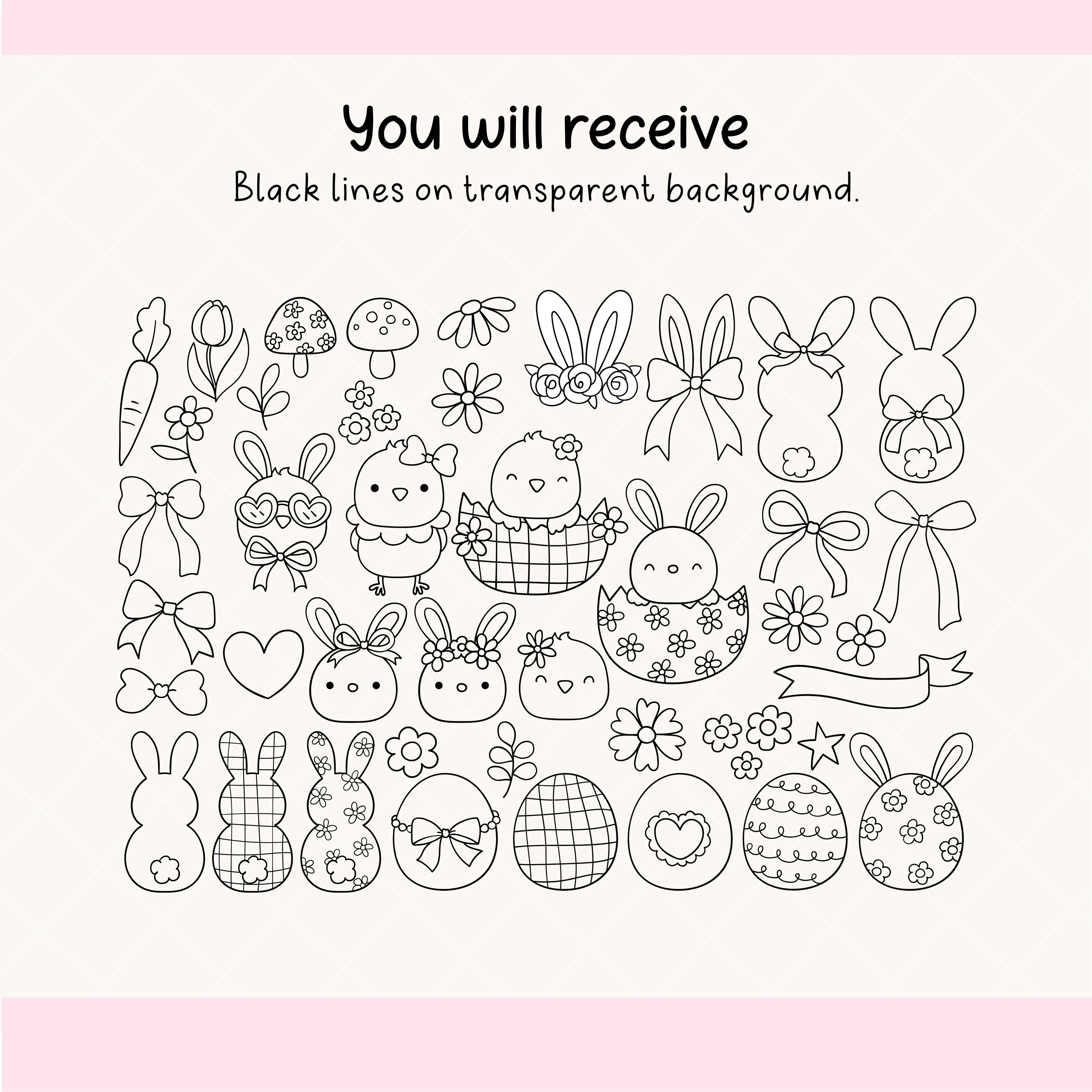 Doodle Groovy Easter Digital Stamp Retro Easter Stamp Spring Coloring ...