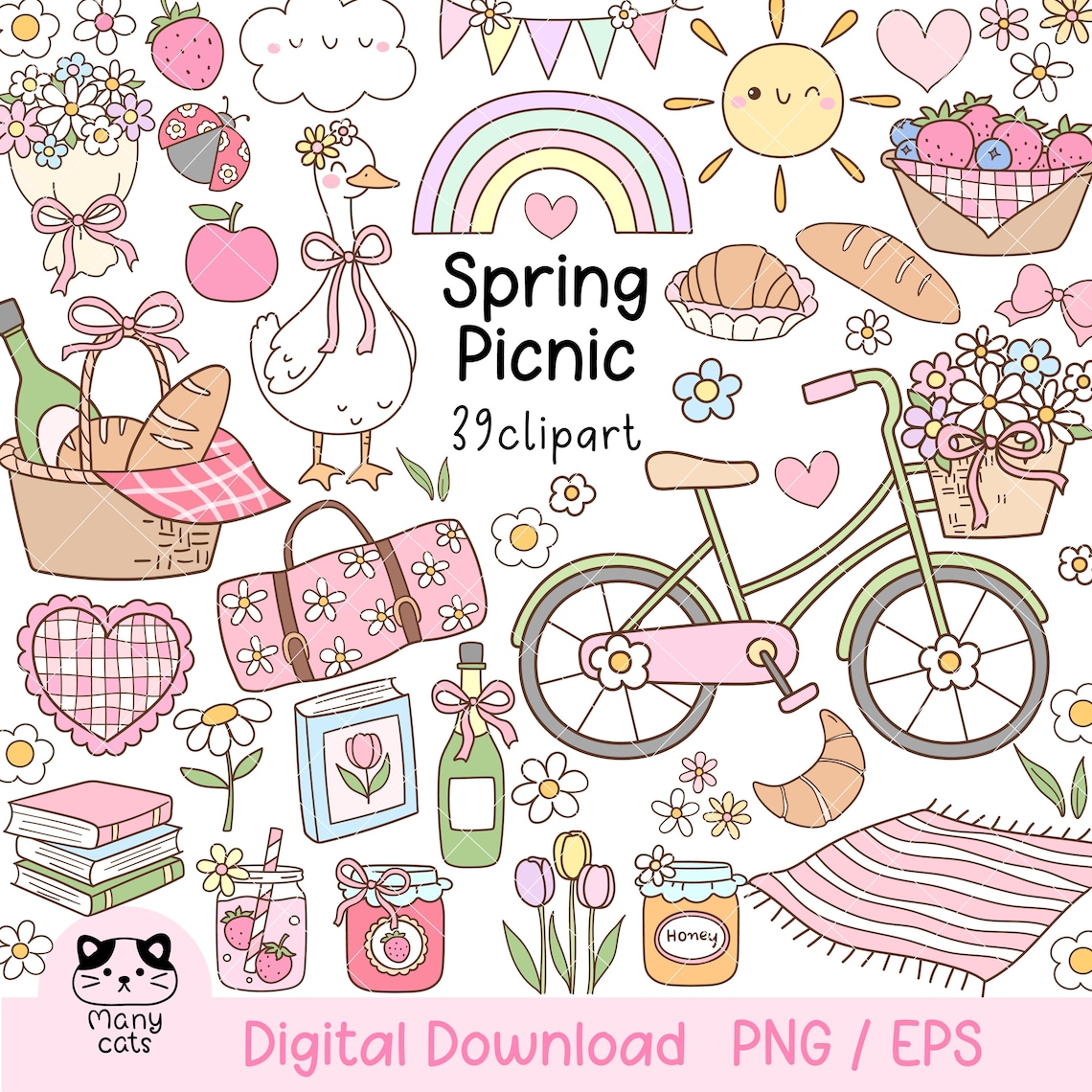 Spring Picnic Clipart Springtime Clipart Silly Goose Clipart Cute ...