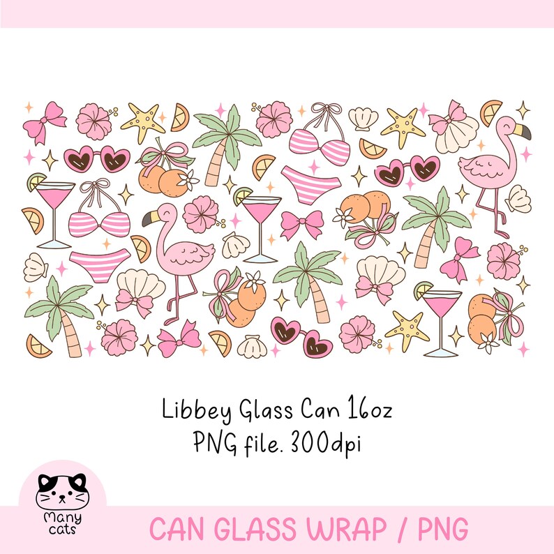 Girly Florida Beach 16 Oz Libbey Glass Can Wrap Png Florida Aesthetic ...