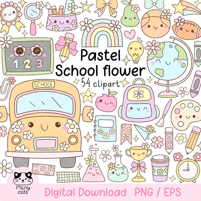Pastel School Clipart Girly Teacher Png Back to School Png Education ...