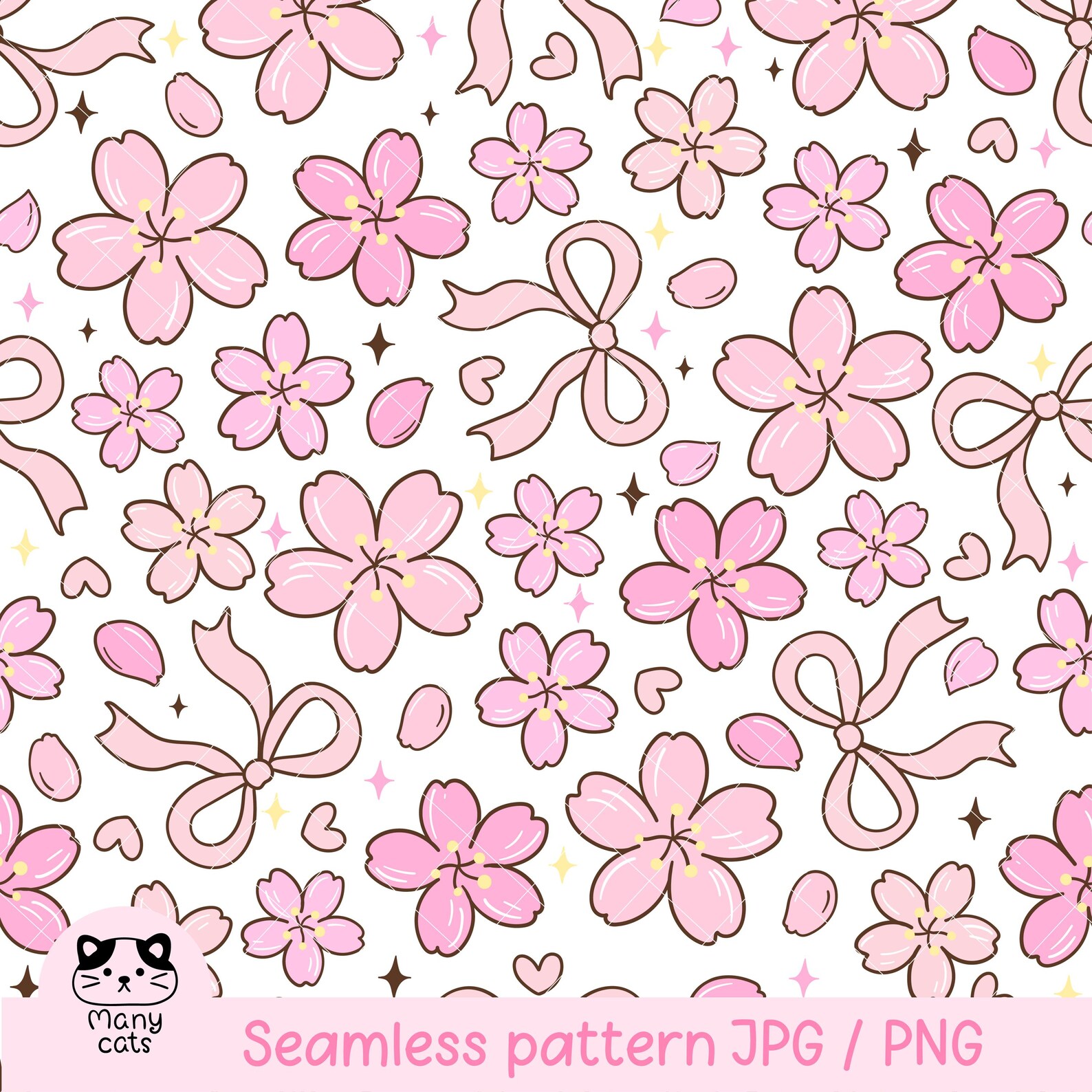 Coquette Cherry Blossom Seamless Pattern Pink Spring Pattern Sakura ...