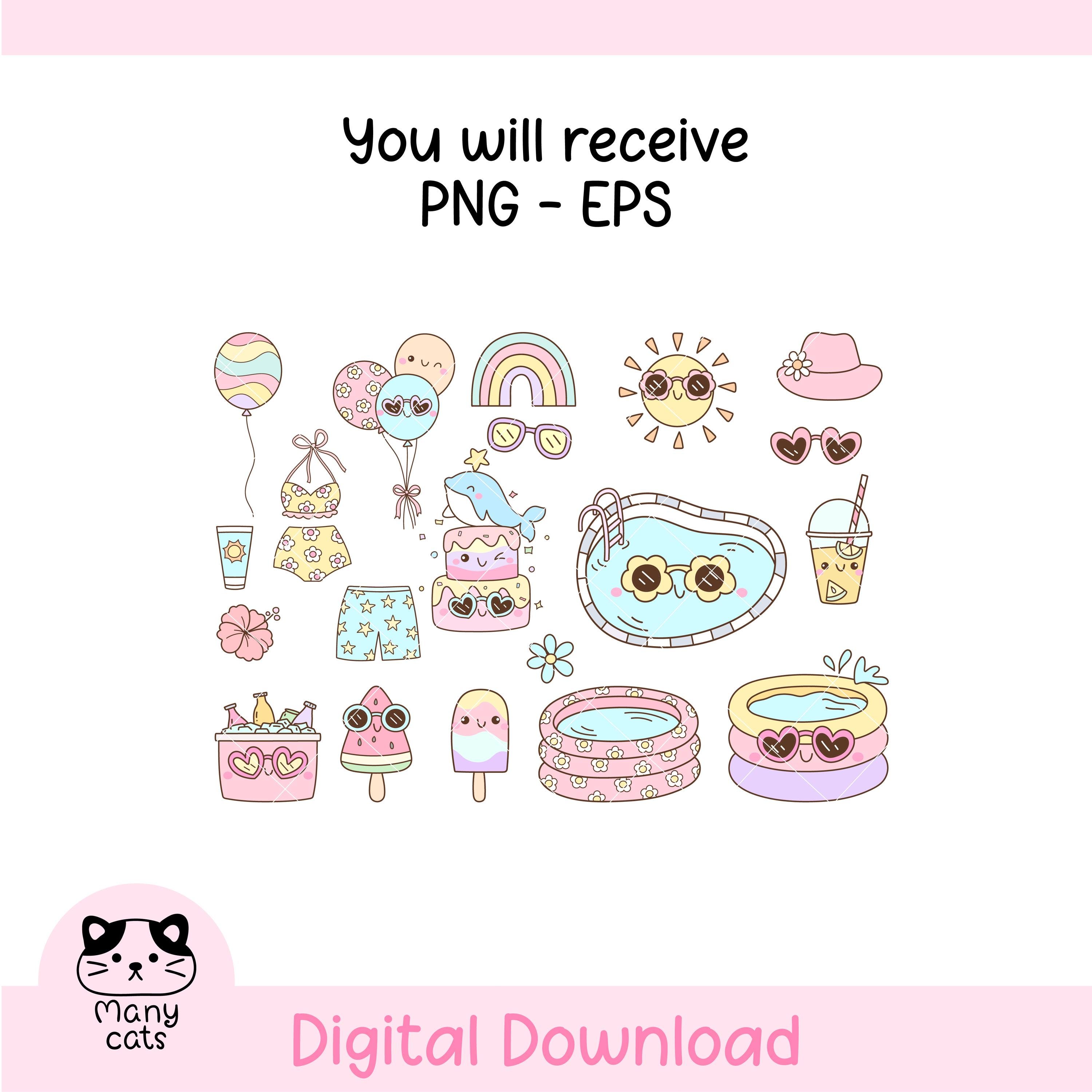 Pastel Pool Party Clipart Retro Groovry Summer Png Summer Vibes Png ...
