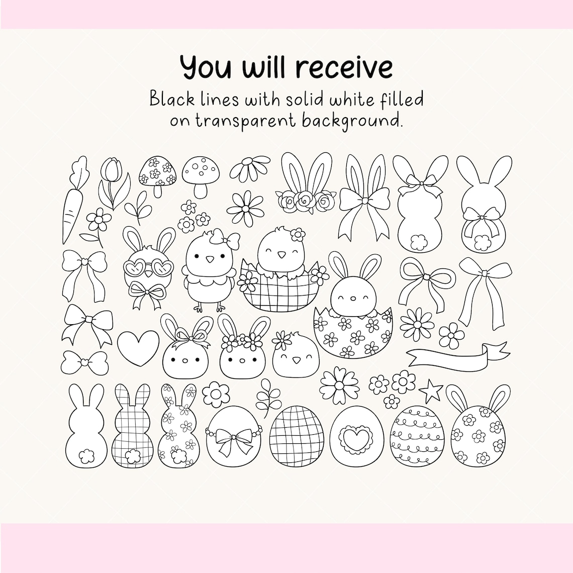 Doodle Groovy Easter Digital Stamp Retro Easter Stamp Spring Coloring ...