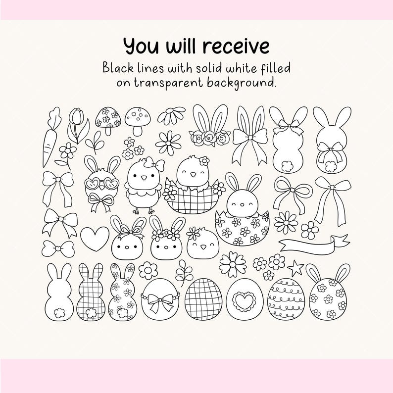 Doodle Groovy Easter Digital Stamp Retro Easter Stamp Spring Coloring ...