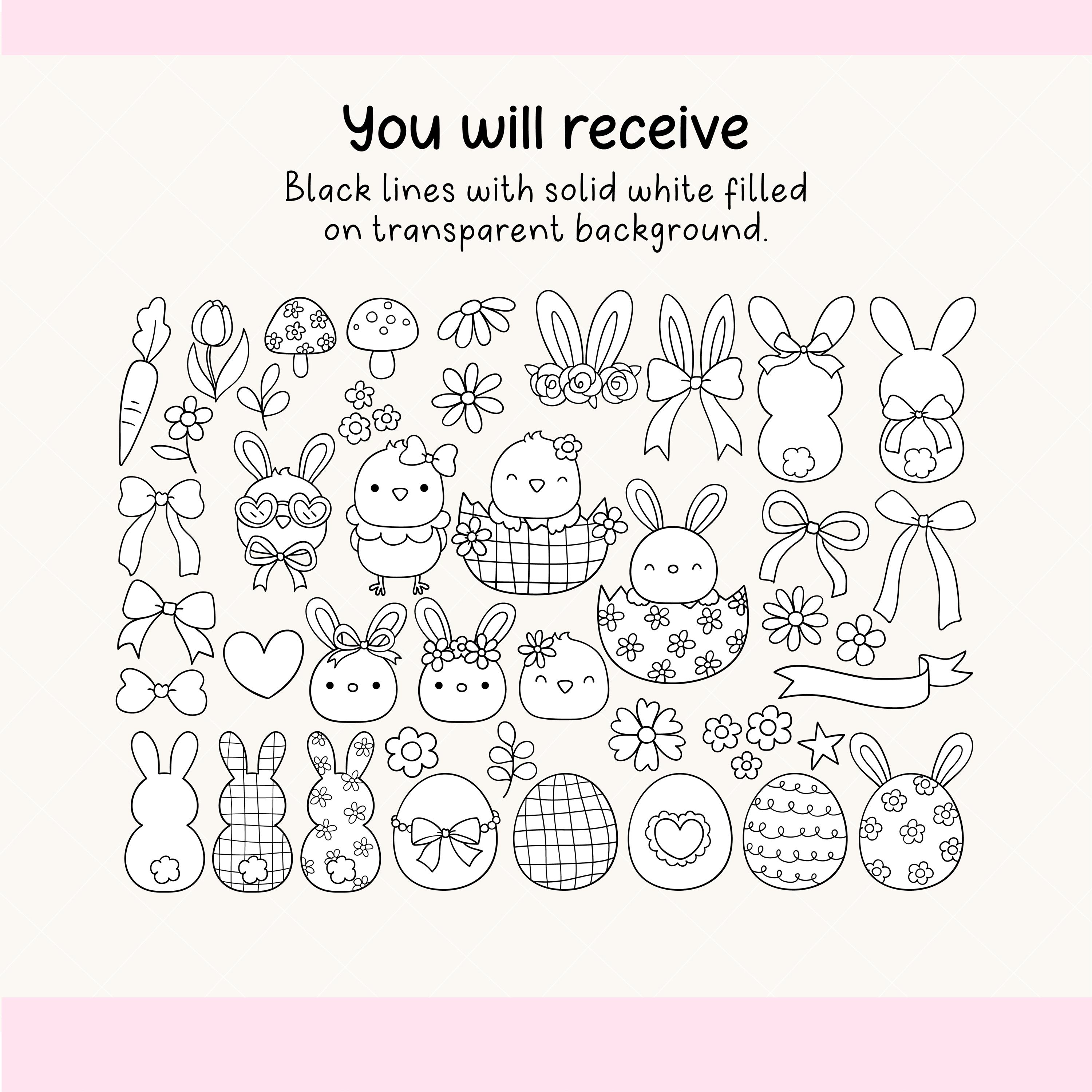Doodle Groovy Easter Digital Stamp Retro Easter Stamp Spring Coloring ...