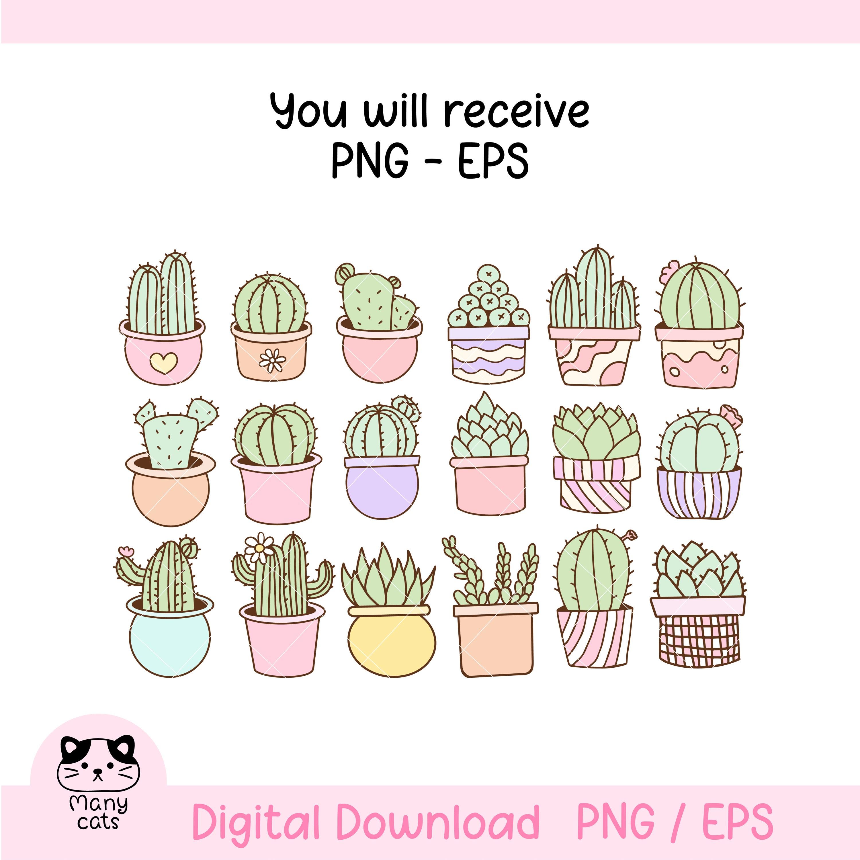 Cactus Clipart Pastel Cactus Png Succulent Clipart Cactus in Pot Png ...