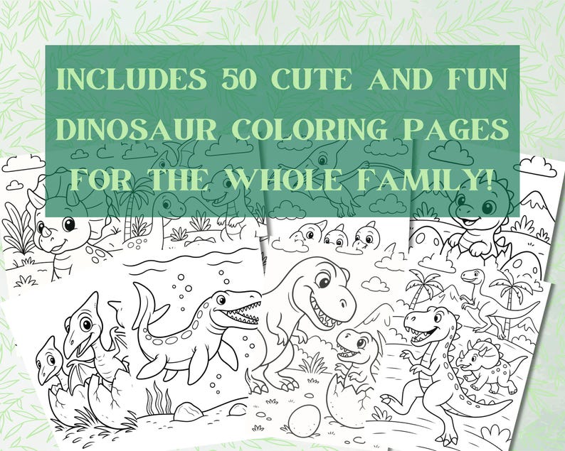 Dinosaur Coloring Pages for Kids: 50 Fun Printable Sheets (PDF Download ...