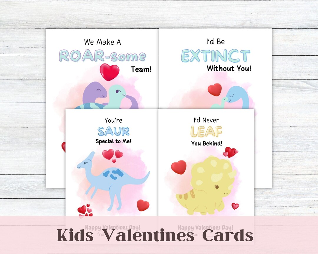 Printable Dinosaur Valentine Card Classroom Valentine Cards for Kids ...