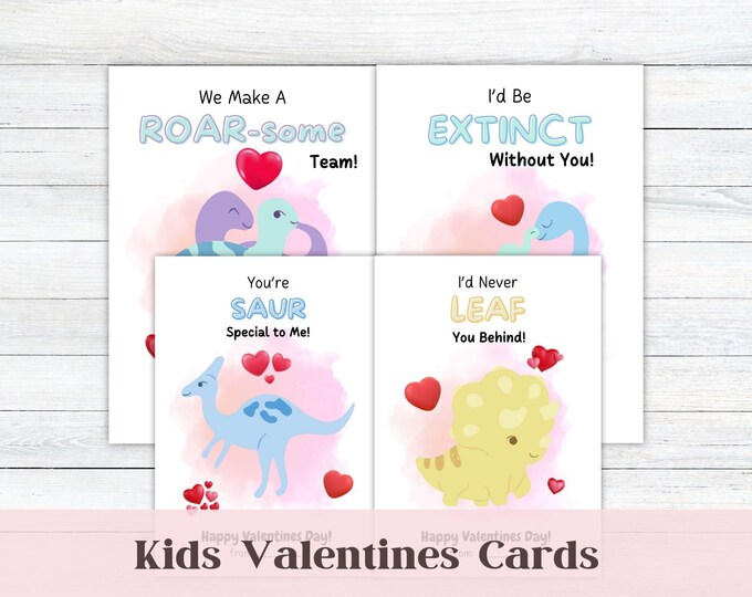 Dinosaur Valentines - Printable Valentine Cards - Dinosaur Cards - Kids ...