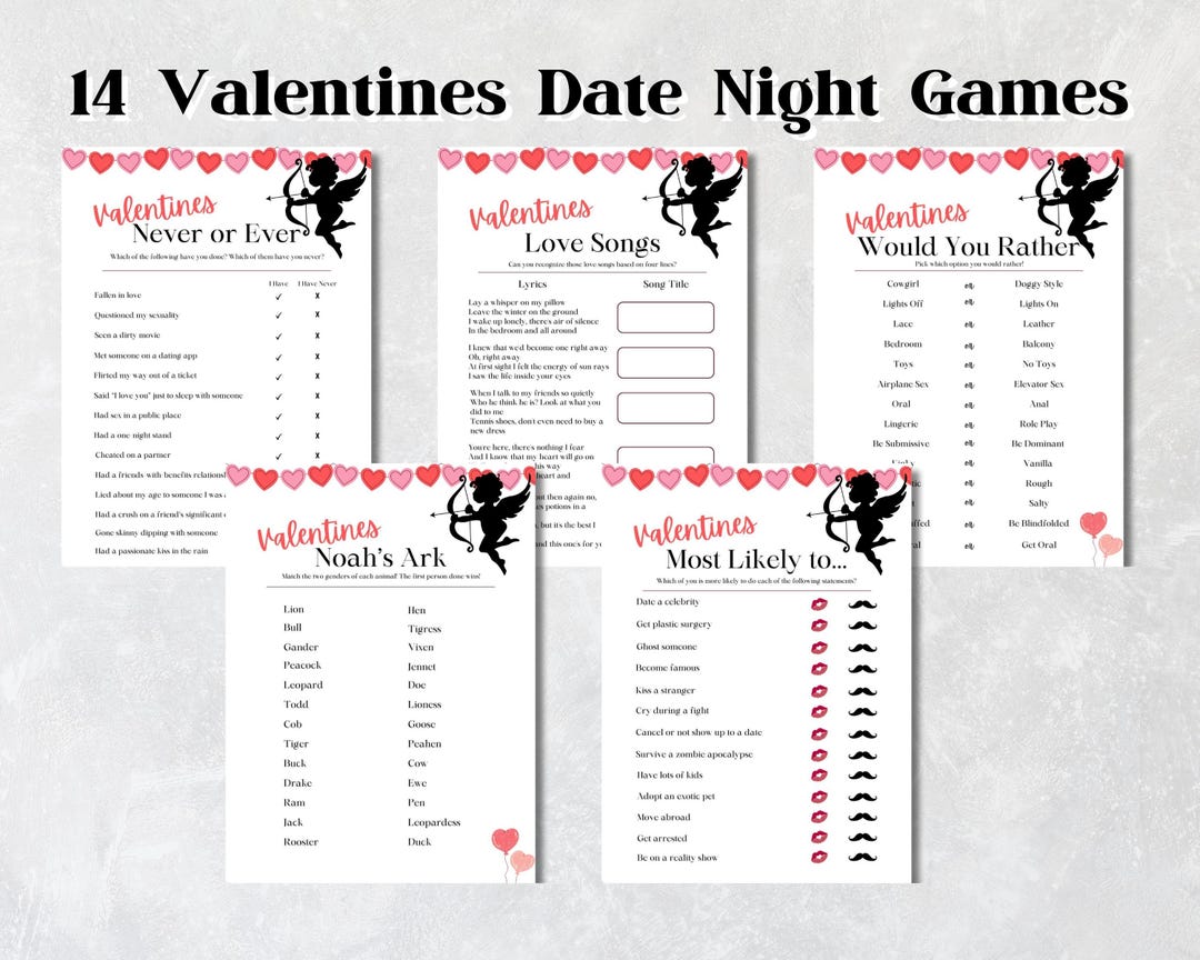Valentines Day Games Bundle Printable Party Games for Couples Romantic ...