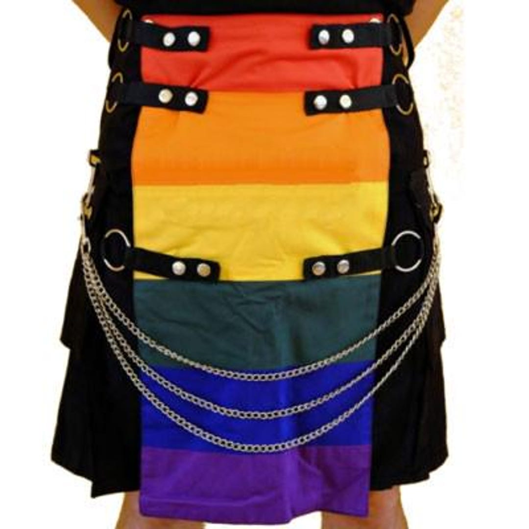 Lgbt Gay Kilt Rainbow Hybrid Pride Kilt Lgbt Gay Kilt Modern Utility