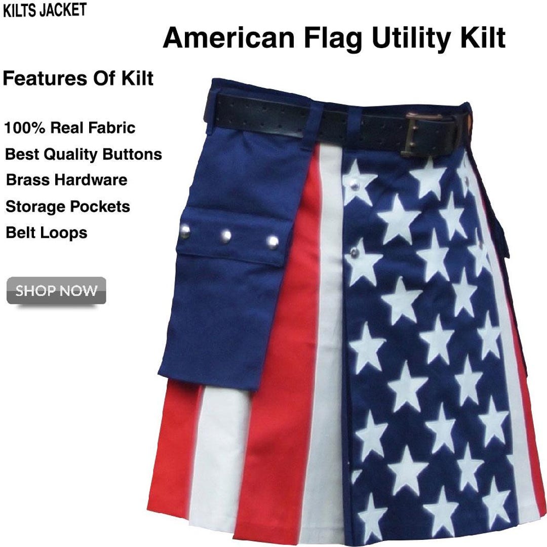 American Flag Utility Kilt - Men's USA Flag Hybrid Utility Kilt ...