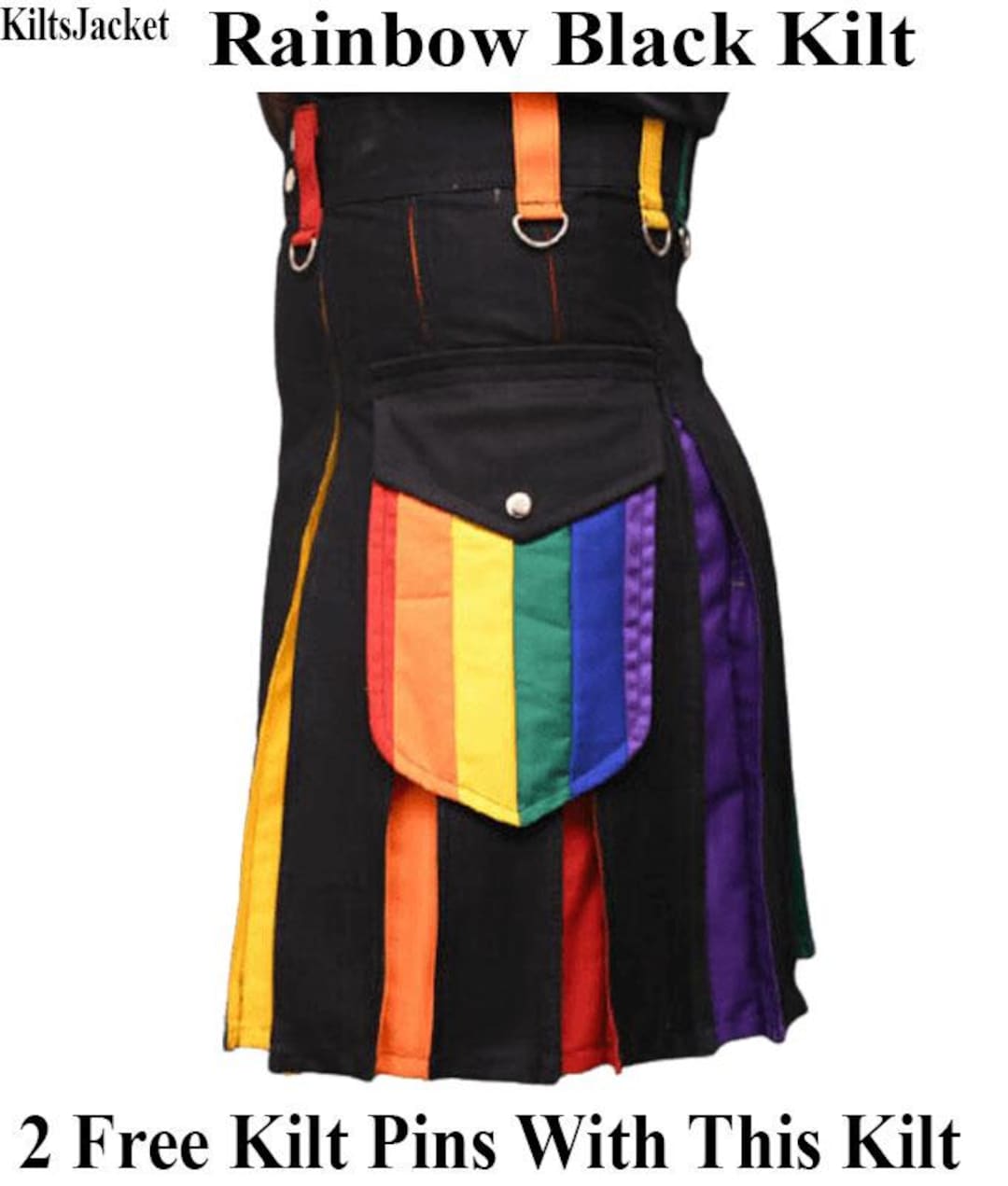 Rainbow Kilt - Rainbow Hybrid Pride Kilt LGBT Gay Kilt Modern Utility ...