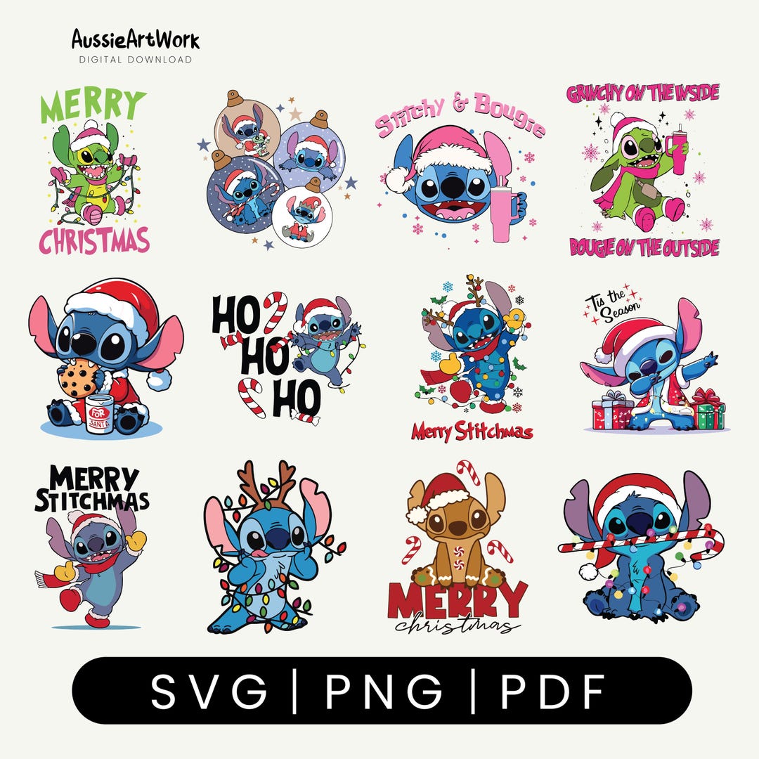 Christmas Stitch Svg, Christmas Cartoon Svg, Stitch Clipart, Christmas ...