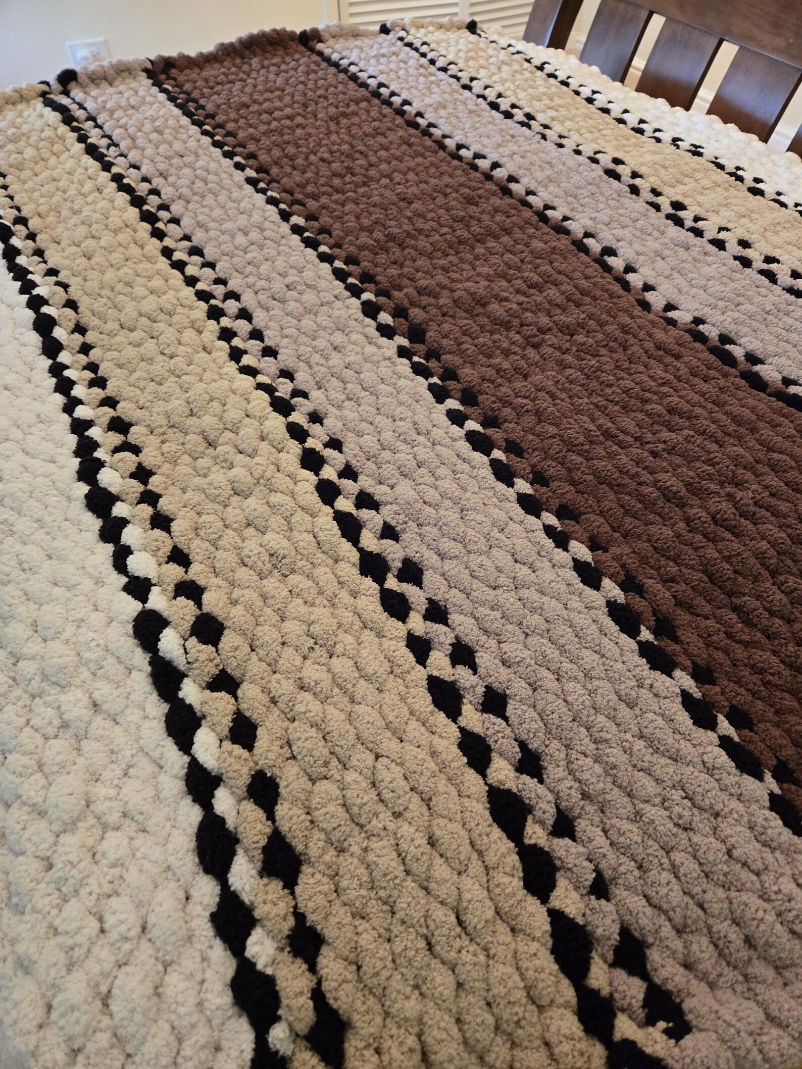 Chunky Knit Couch Throw: Hand Knitted Coffee Color Blanket - Etsy