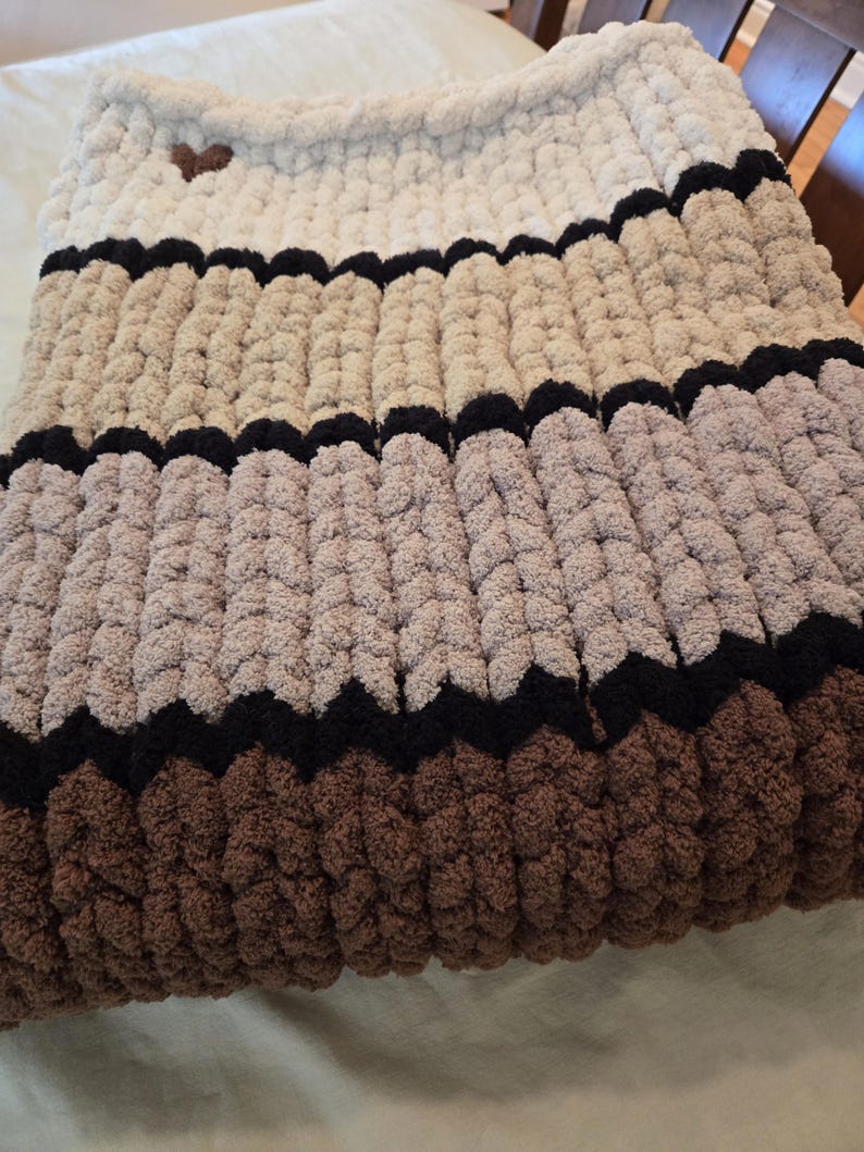 Chunky Knit Couch Throw: Hand Knitted Coffee Color Blanket - Etsy