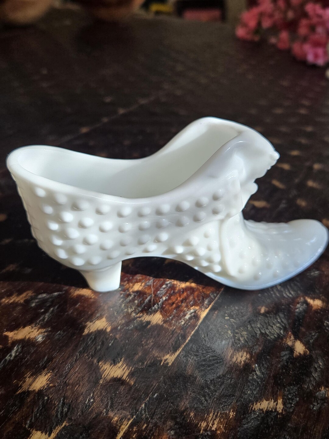 Vintage Glass Slipper Collectibles: Hobnail, Daisy & Button Decor - Etsy