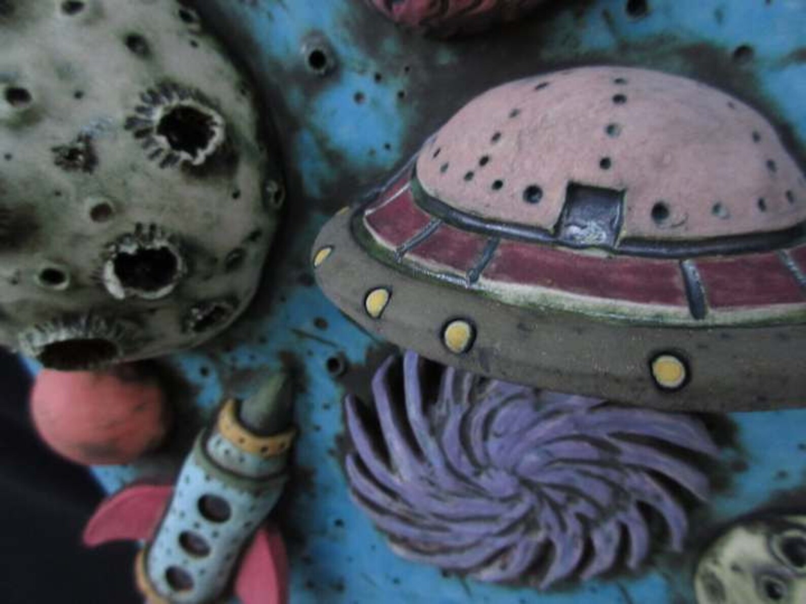 Ceramic Wall Hanging * Space Tile * Ceramic Rocket and Planets ...