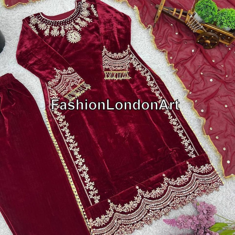 Red Indian Velvet Suit - Etsy UK