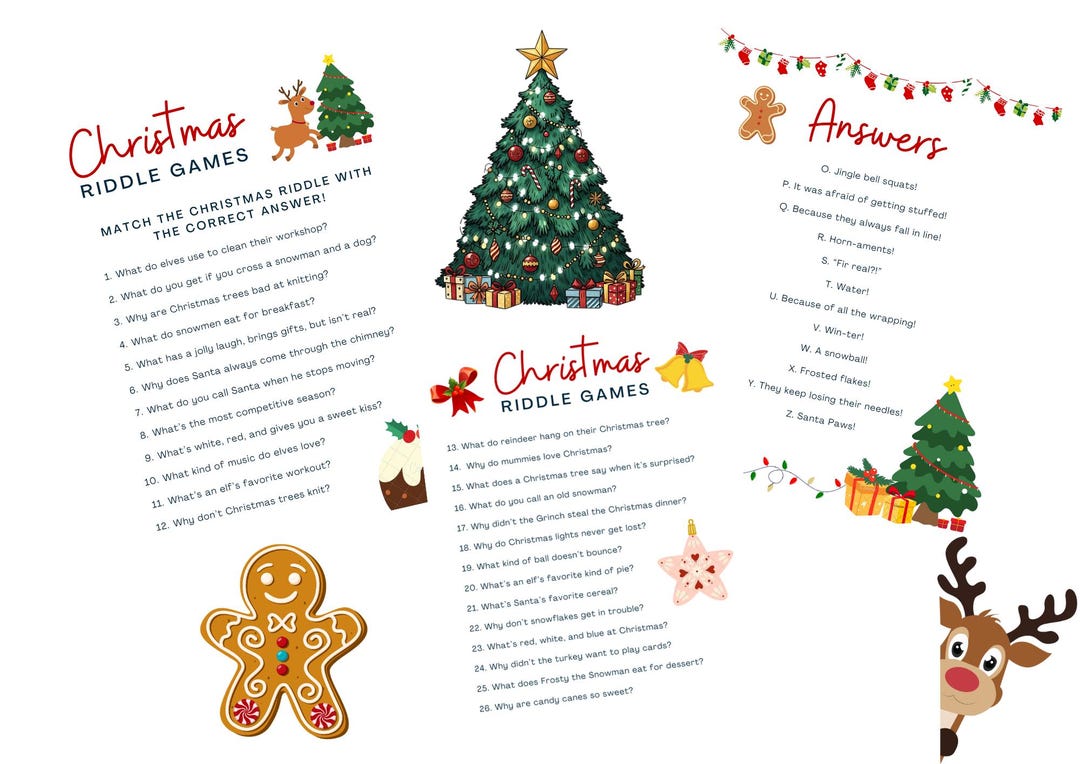 Christmas Riddle Game | Holiday Party, Classroom Activity (instant ...