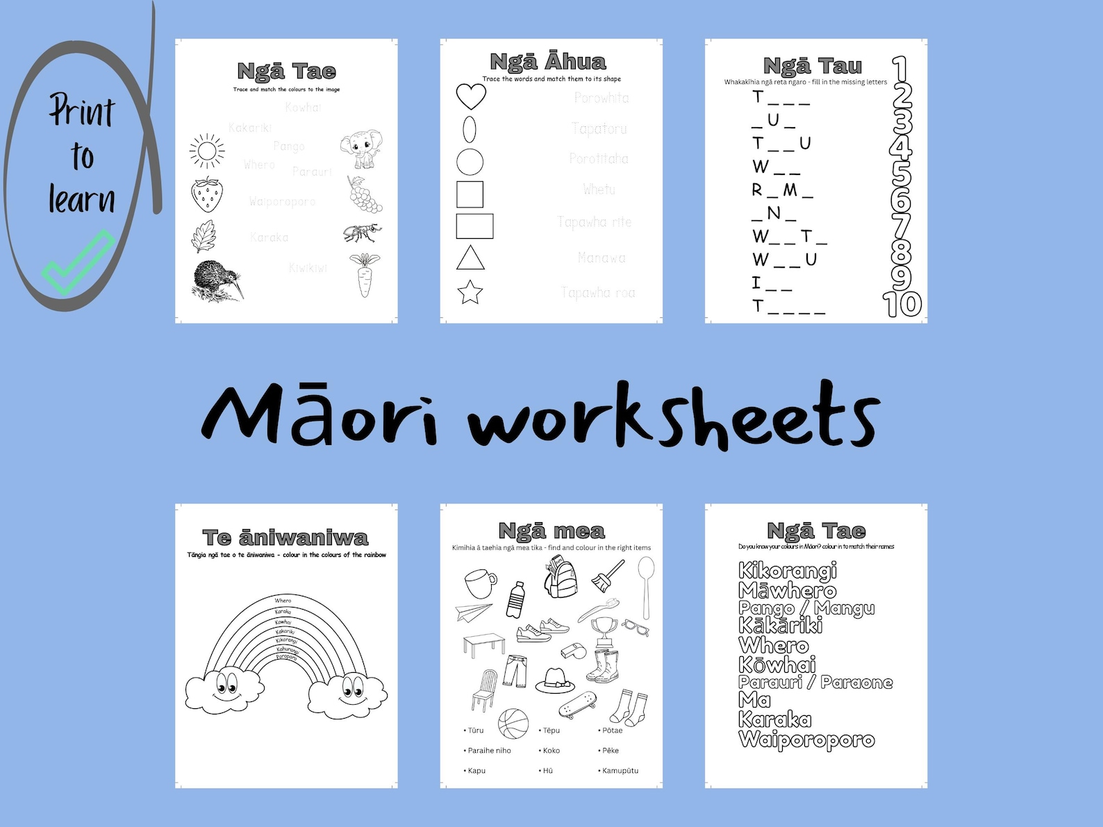 Te Reo Māori Tracing Worksheet: Bilingual Kids Activity (PDF Download ...