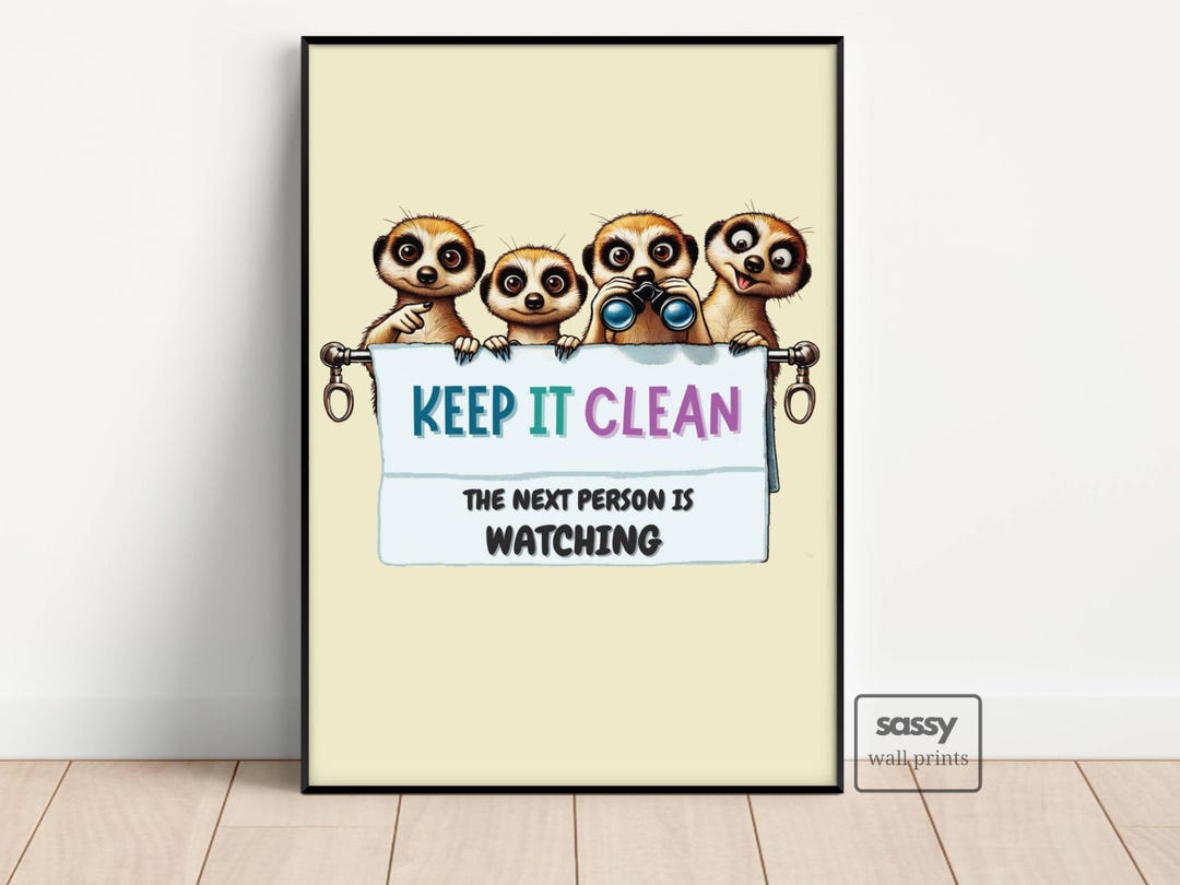 Keep It Clean Humorous Bathroom Poster Toilet Rules Bathroom Wall Decor ...