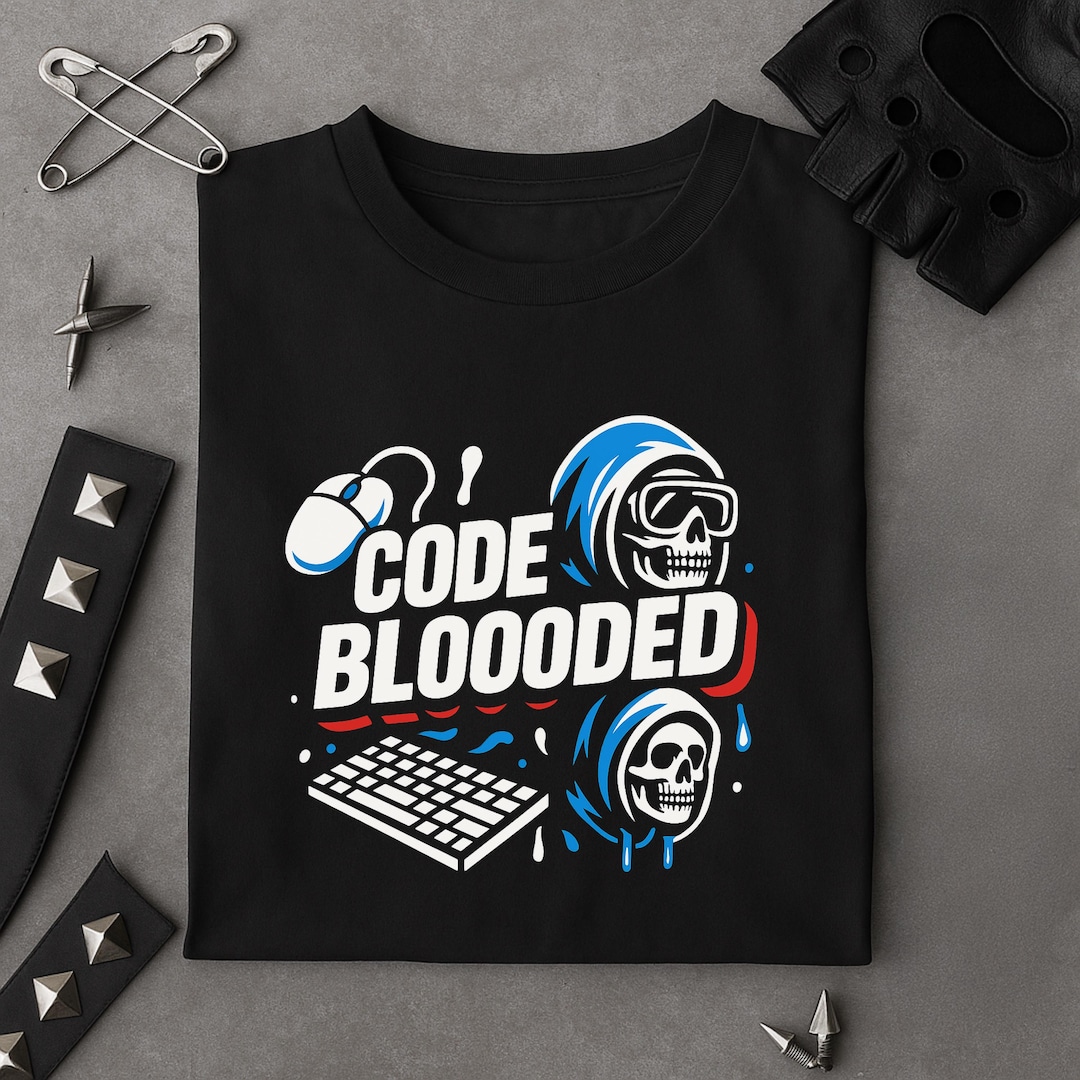 Code Blooded Shirt – Funny Programmer Gift for Coders, Devs & Hackers – Skull Keyboard T-shirt ...