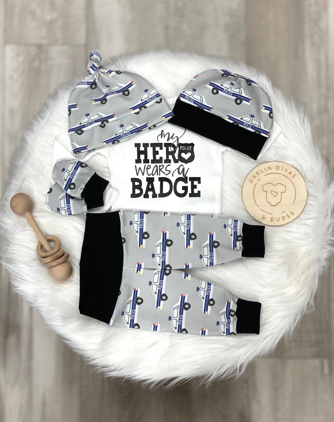 Police Baby Boy Coming Home Outfit, Policeman My Hero Wears a Badge ...