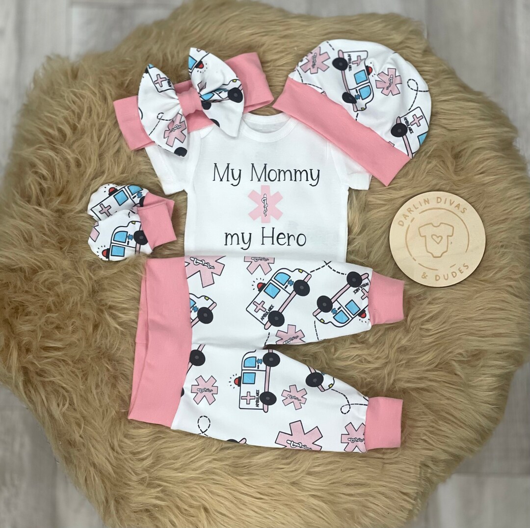 Baby Girl EMT Outfit MOMMY is My Hero Ambulance Coming Home Outfit - Etsy