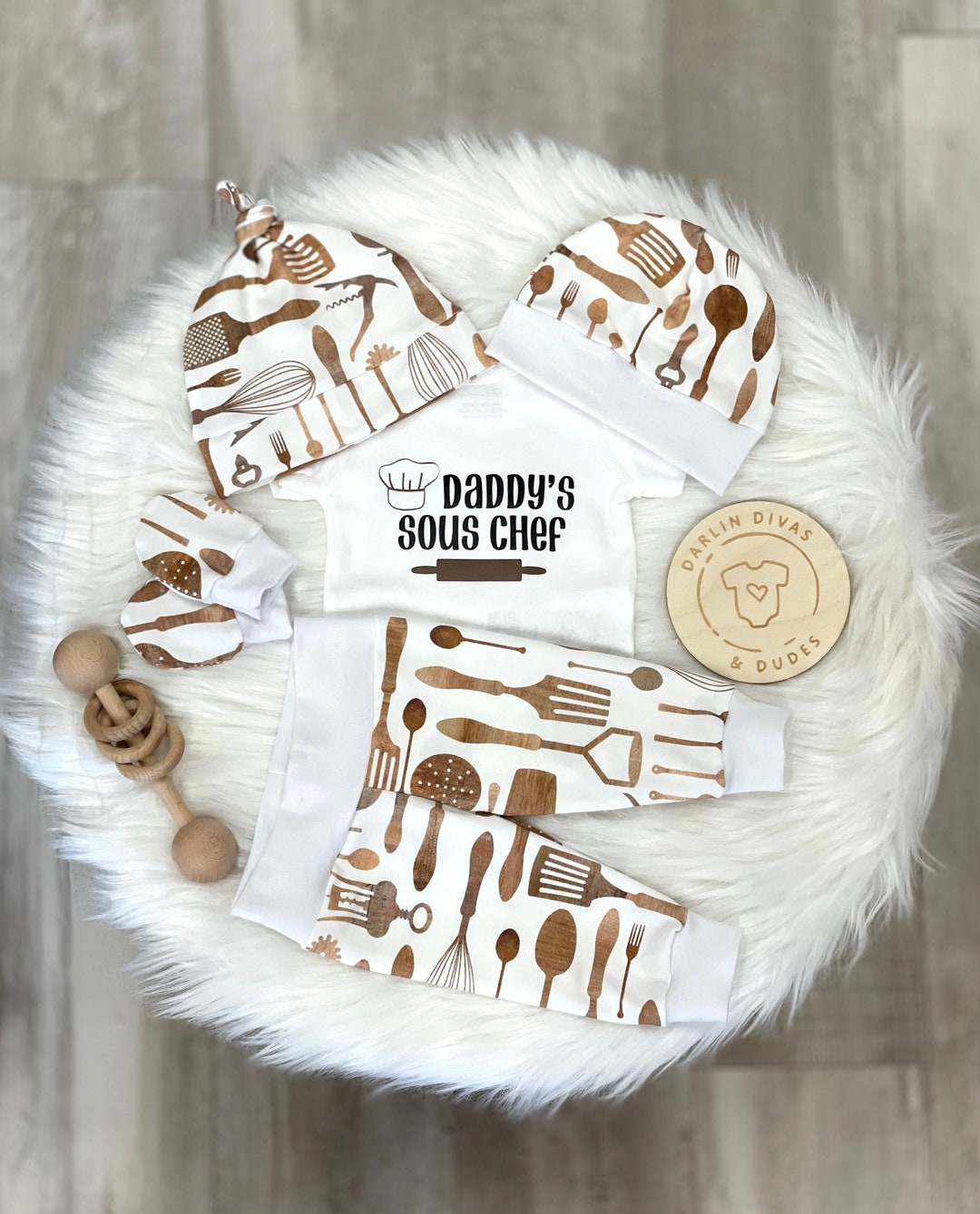 Daddy's Sous Chef Baby Boy Outfit: Handmade Newborn Layette Set - Etsy