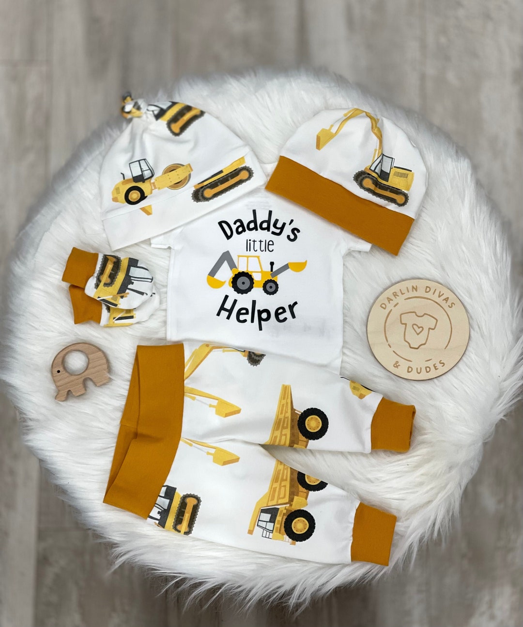 Construction Daddy's Little Helper Infant Outfit, Coming Home Baby Boy ...