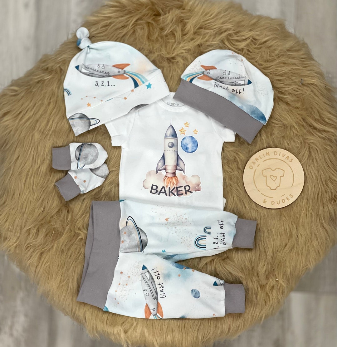 Space Rocket Baby Boy Coming Home Outfit, Personalized - Etsy
