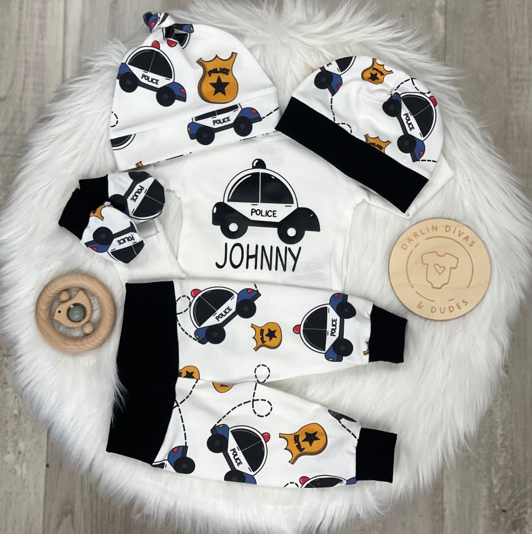 Personalized Police Car Baby Outfit: Newborn Layette Set - Etsy