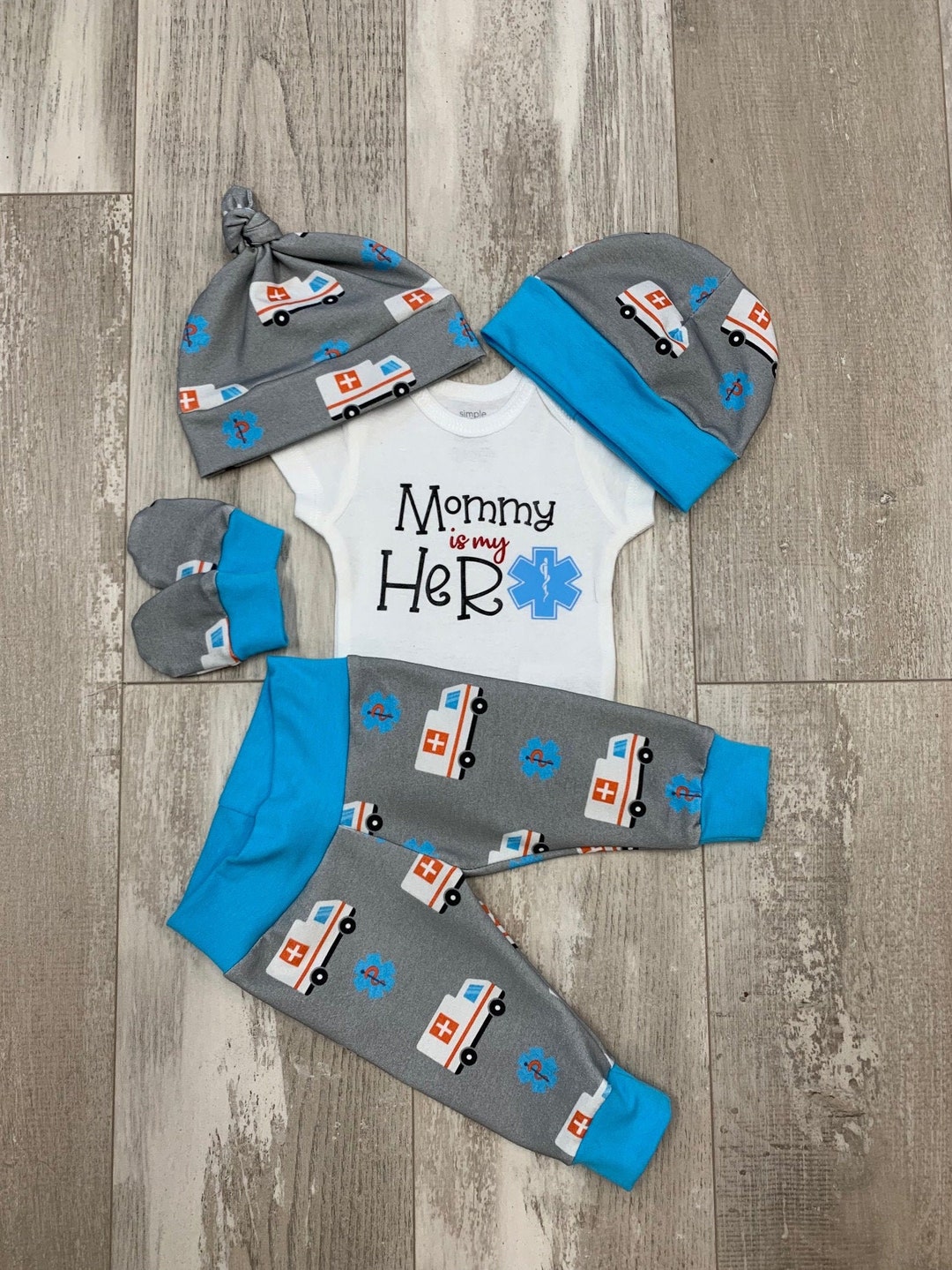 EMT Ambulance Baby Outfit: Mommy's Hero Newborn Set - Etsy