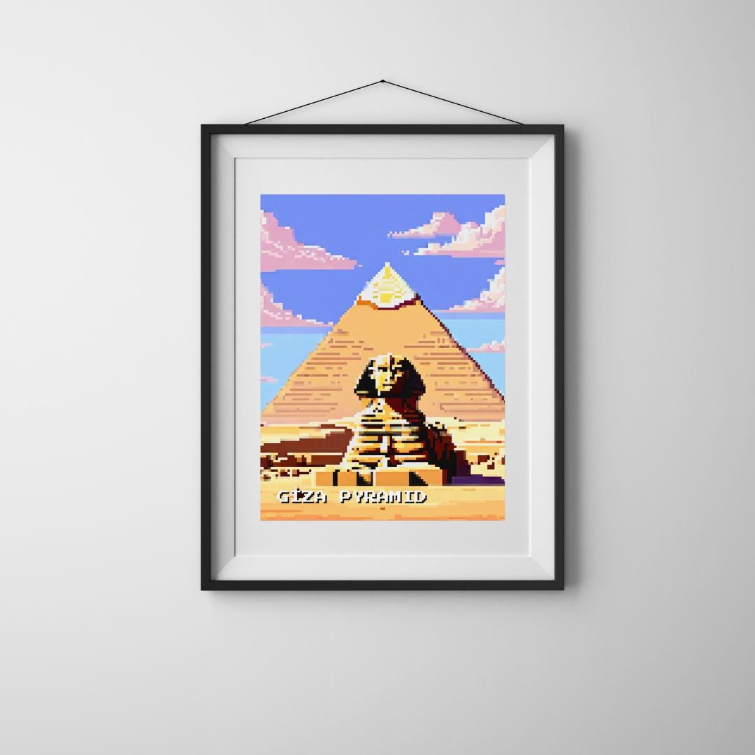 Pixel Art Giza Pyramid Poster, Retro Decor, Travel Wall Art, Unique ...