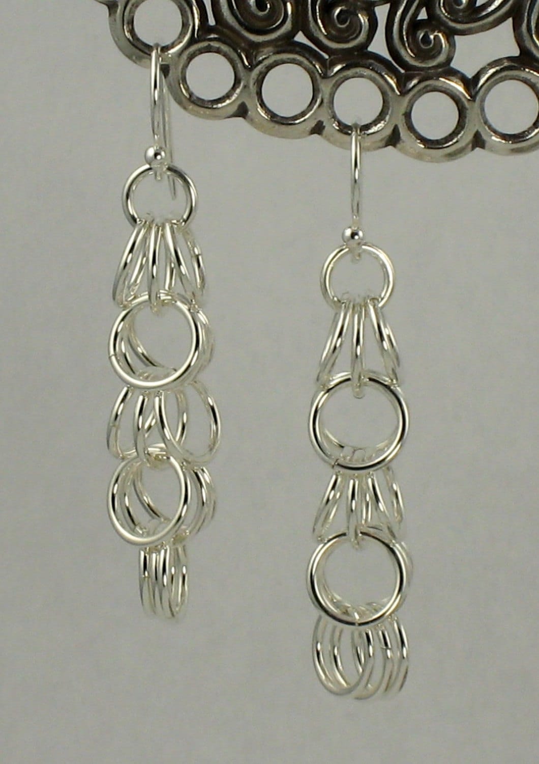 Shaggy Loop 3 in 1 Sterling Silver Chainmaille Earrings - Etsy