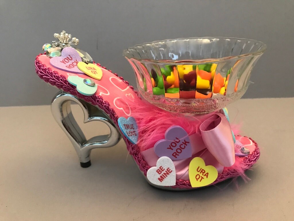 Shoe Candy Dish With Conversation Hearts - Etsy