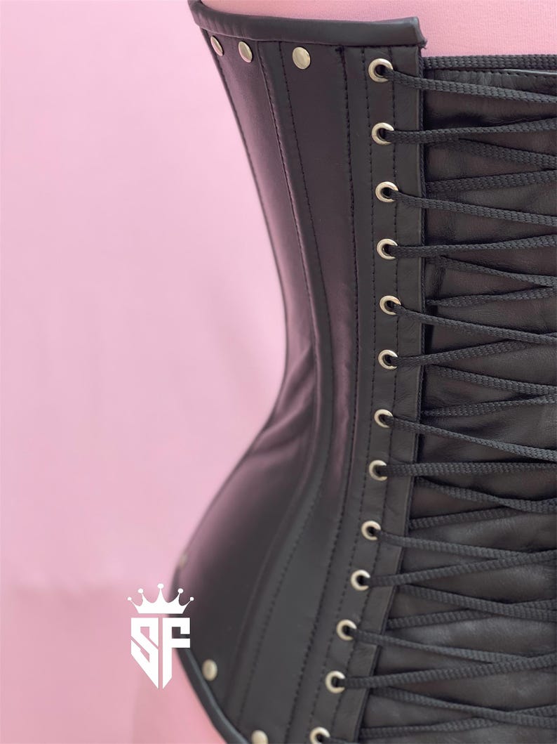 Handmade Black Leather Underbust Corset: Steel Boned Hourglass Waist ...