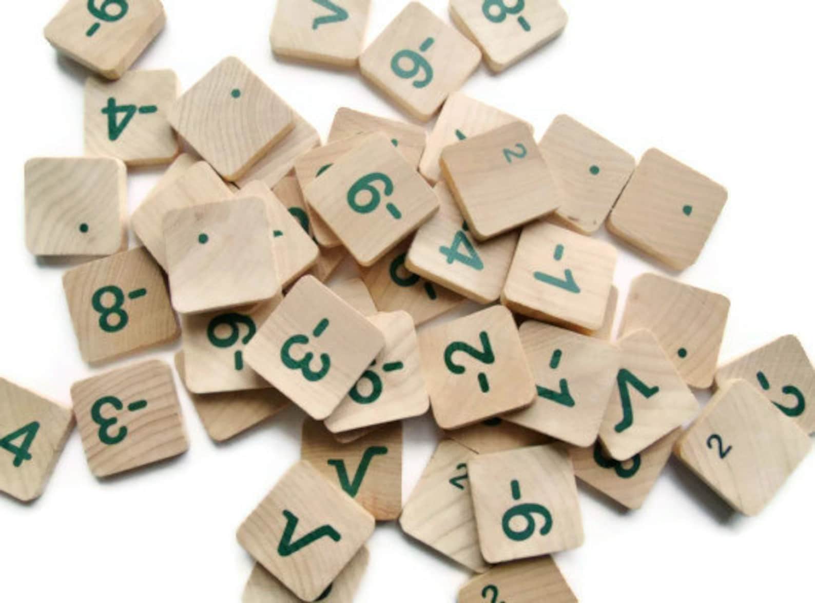Wood Number Tiles Math Game Tiles Set of 50 - Etsy