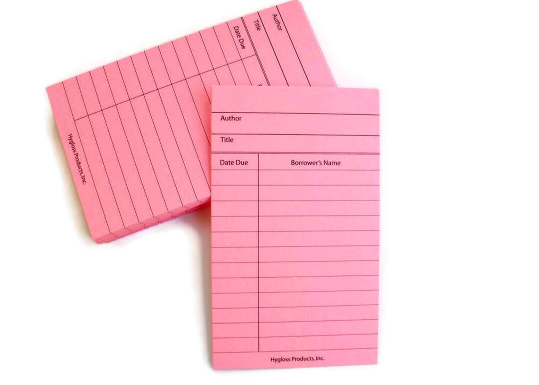 Pink Library Cards Set of 20 - Etsy