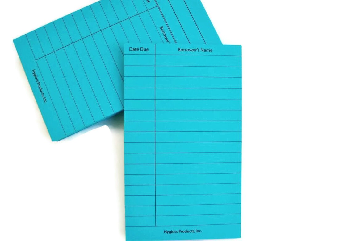 Blue Library Cards Set of 20 - Etsy